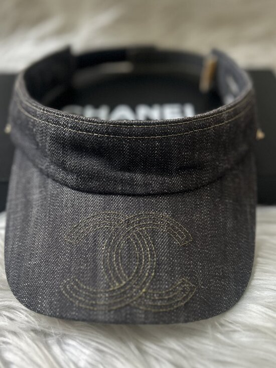 CHANEL | Accessories | Chanel Sparkling Denim Visor | Poshmark